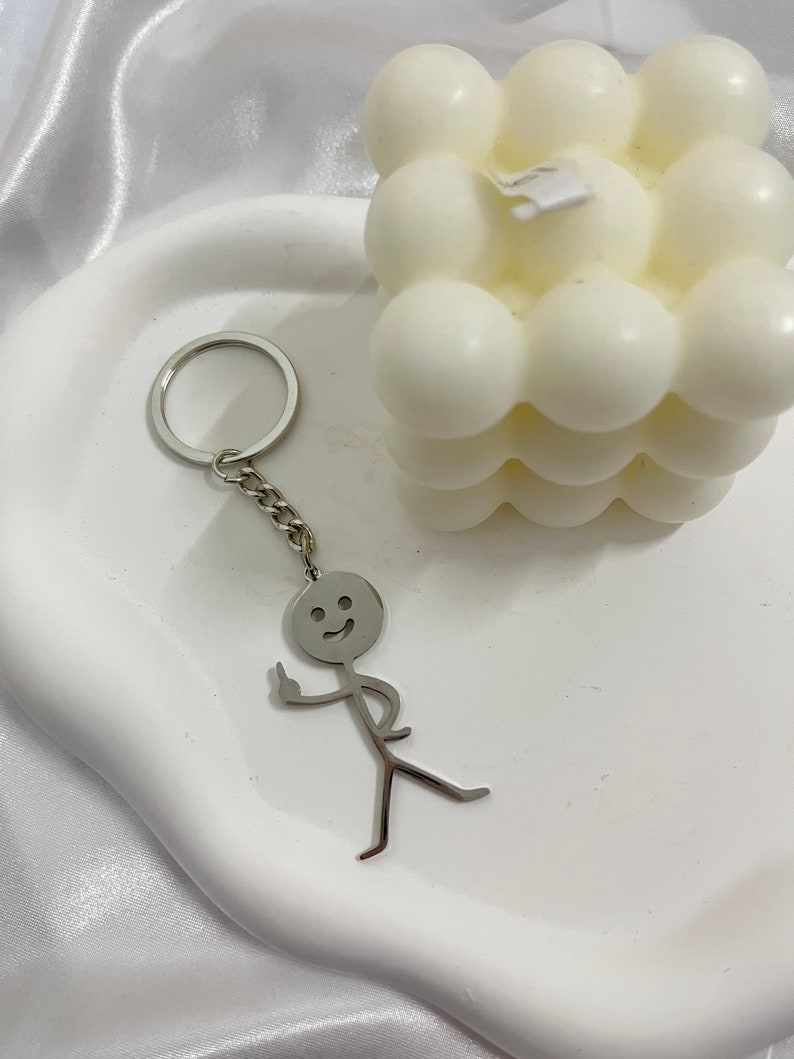 Funny Middle Finger Stick-man,cute Keychains,funny Gifts,funny Keychain ...