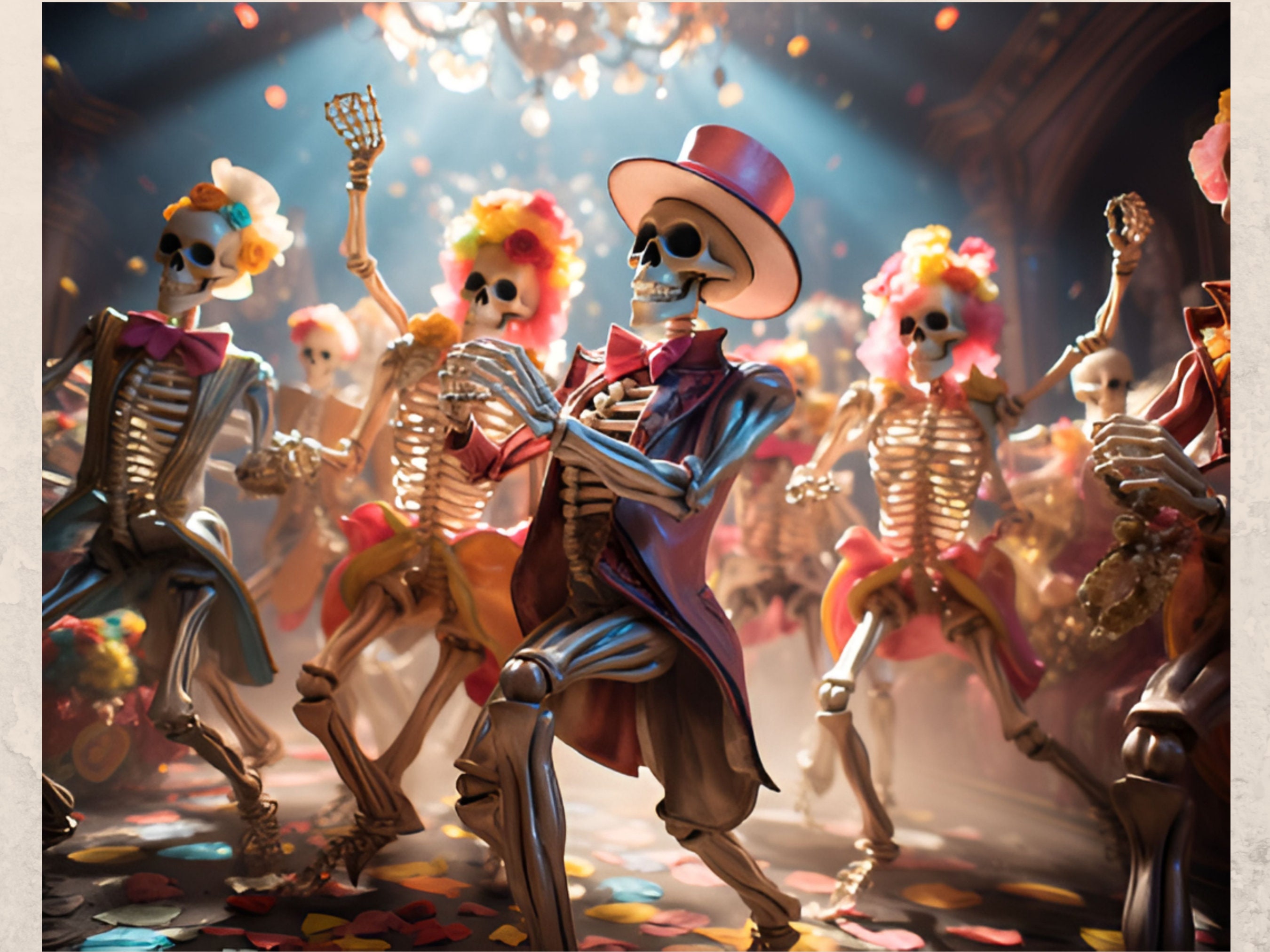 4 Dancing Skeleton Halloween Backdrops, Fun Digital Backgrounds ...