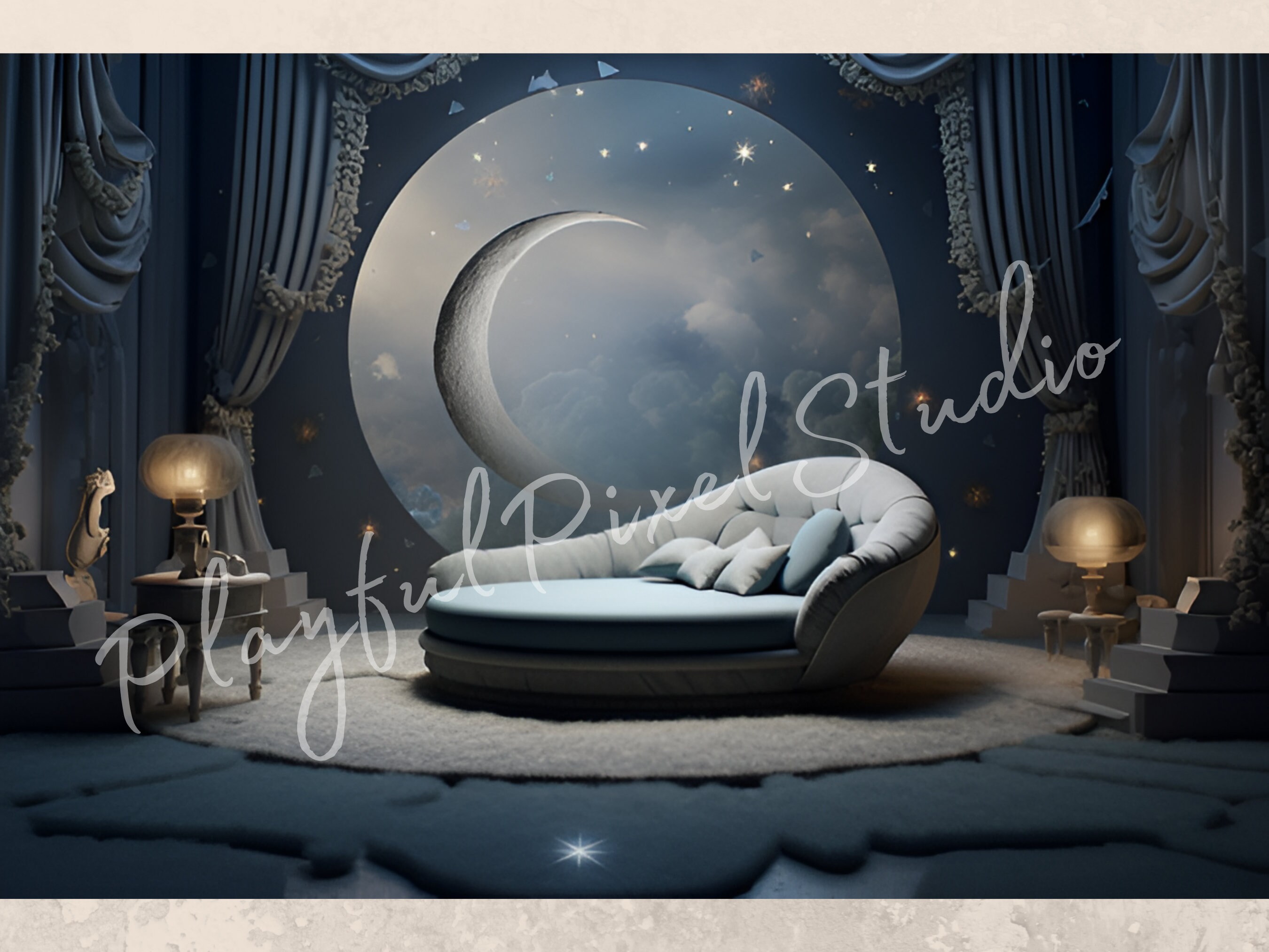 4 Full Moon Backdrops Fairytale Fun Digital Backgrounds - Etsy