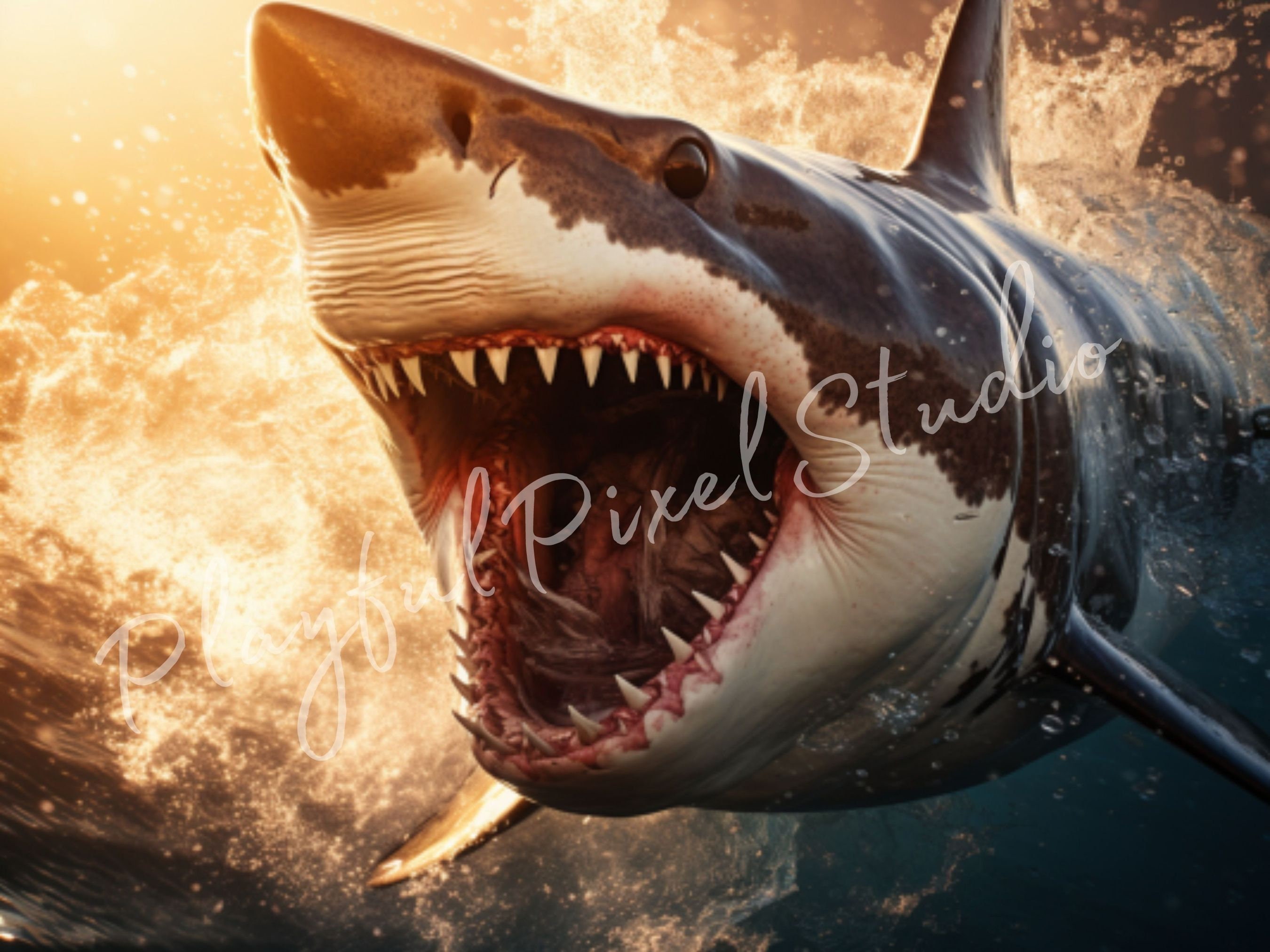 4 Shark Backdrops, Fun Digital Backgrounds, Digital Photography Props ...