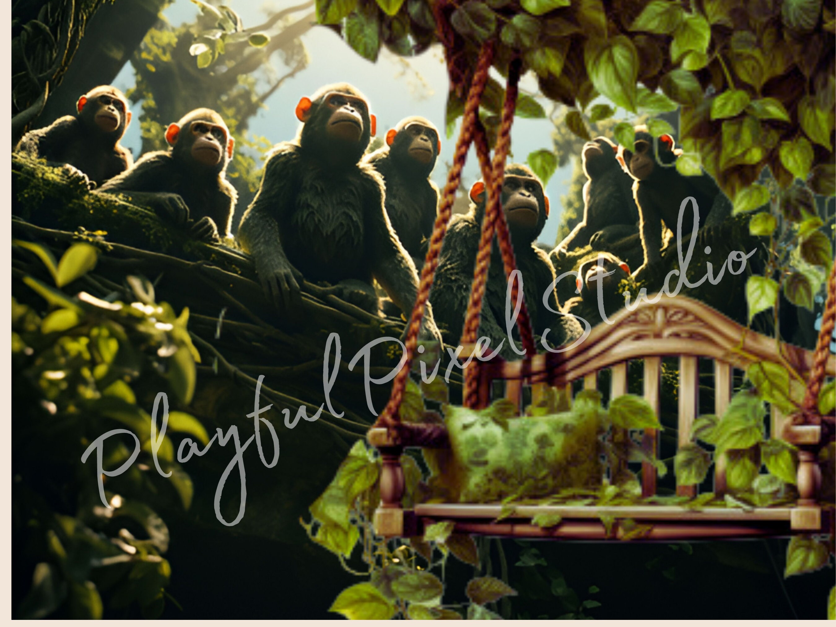 4 Jungle Backdrops, Fun Digital Backgrounds, Digital Photography Props ...