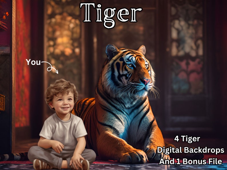 4 Tiger Digital Backdrop and 1 Bonus File High Quality Fun - Etsy