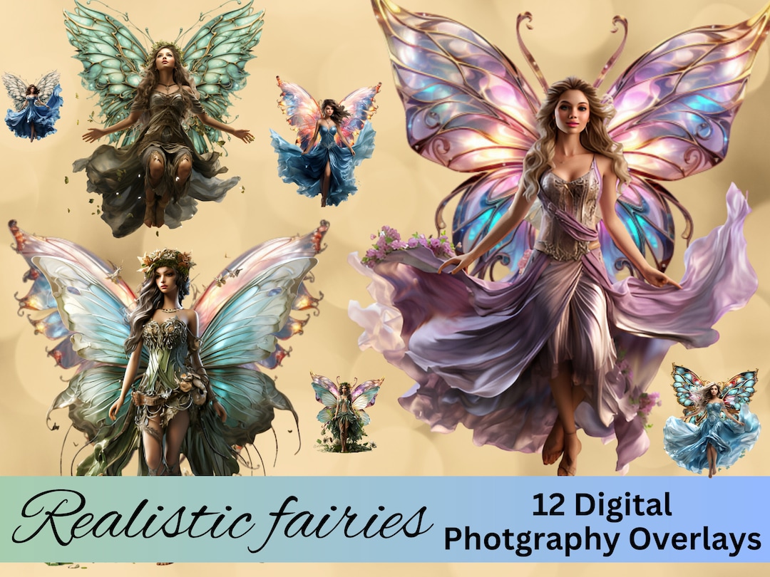12 Realistic Fairy Digital Overlays for Photography, Textures for ...
