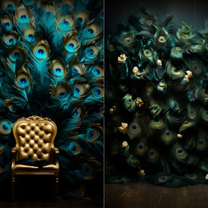 4 Fine Art Peacock Feathers Digital Backdrops, Maternity Backdrop ...