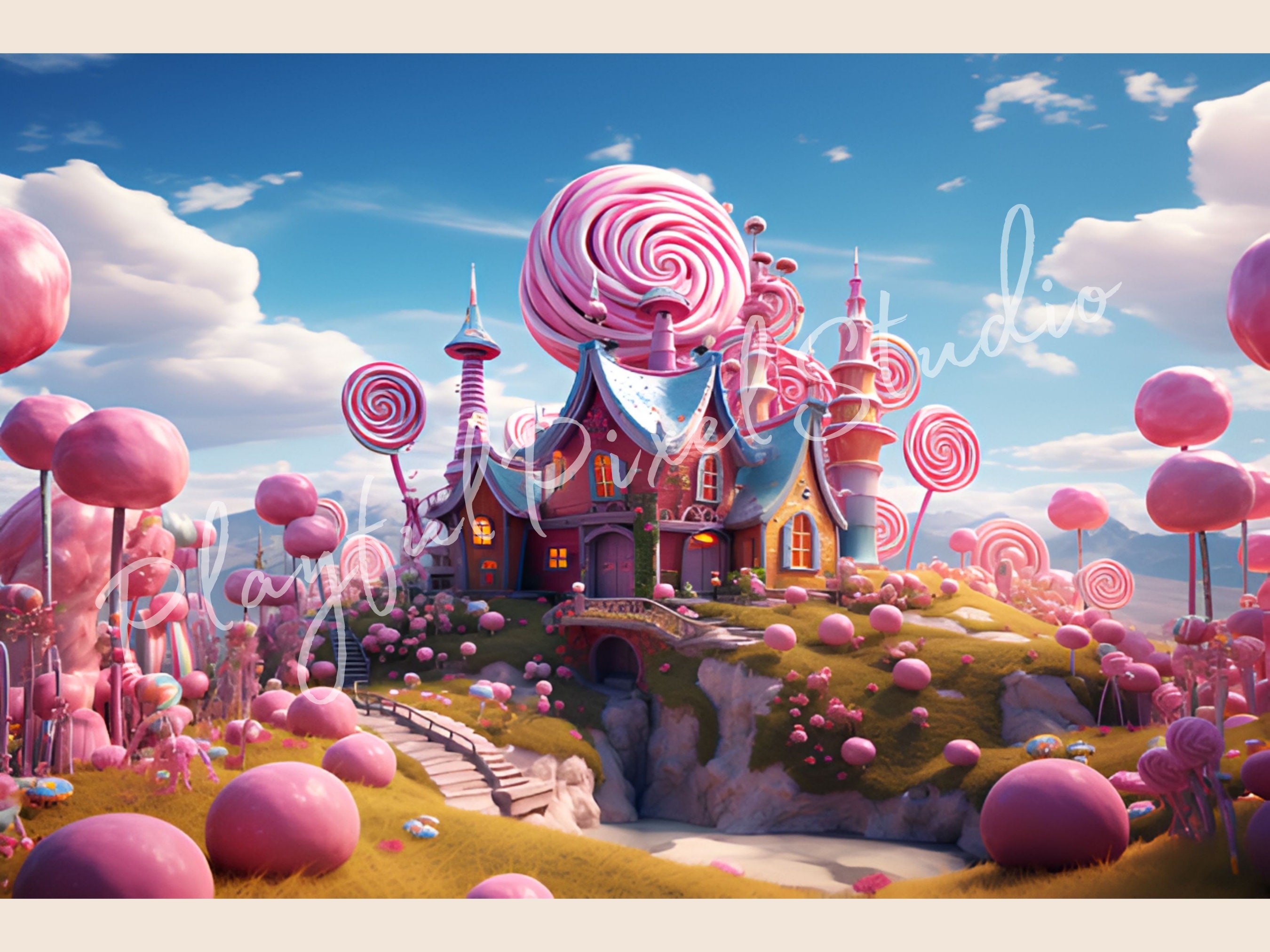 4 Candy Town Backdrops Fun Digital Backgrounds Composite - Etsy