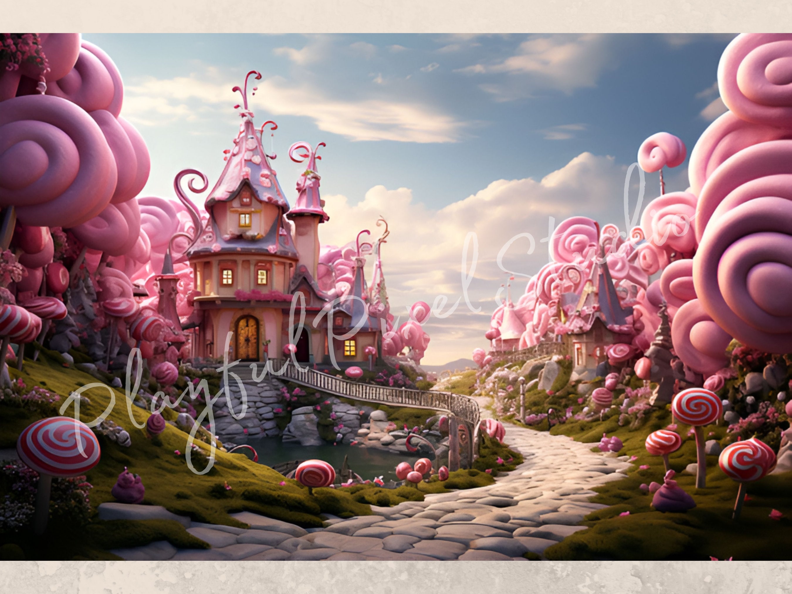 4 Candy Town Backdrops Fun Digital Backgrounds Composite - Etsy