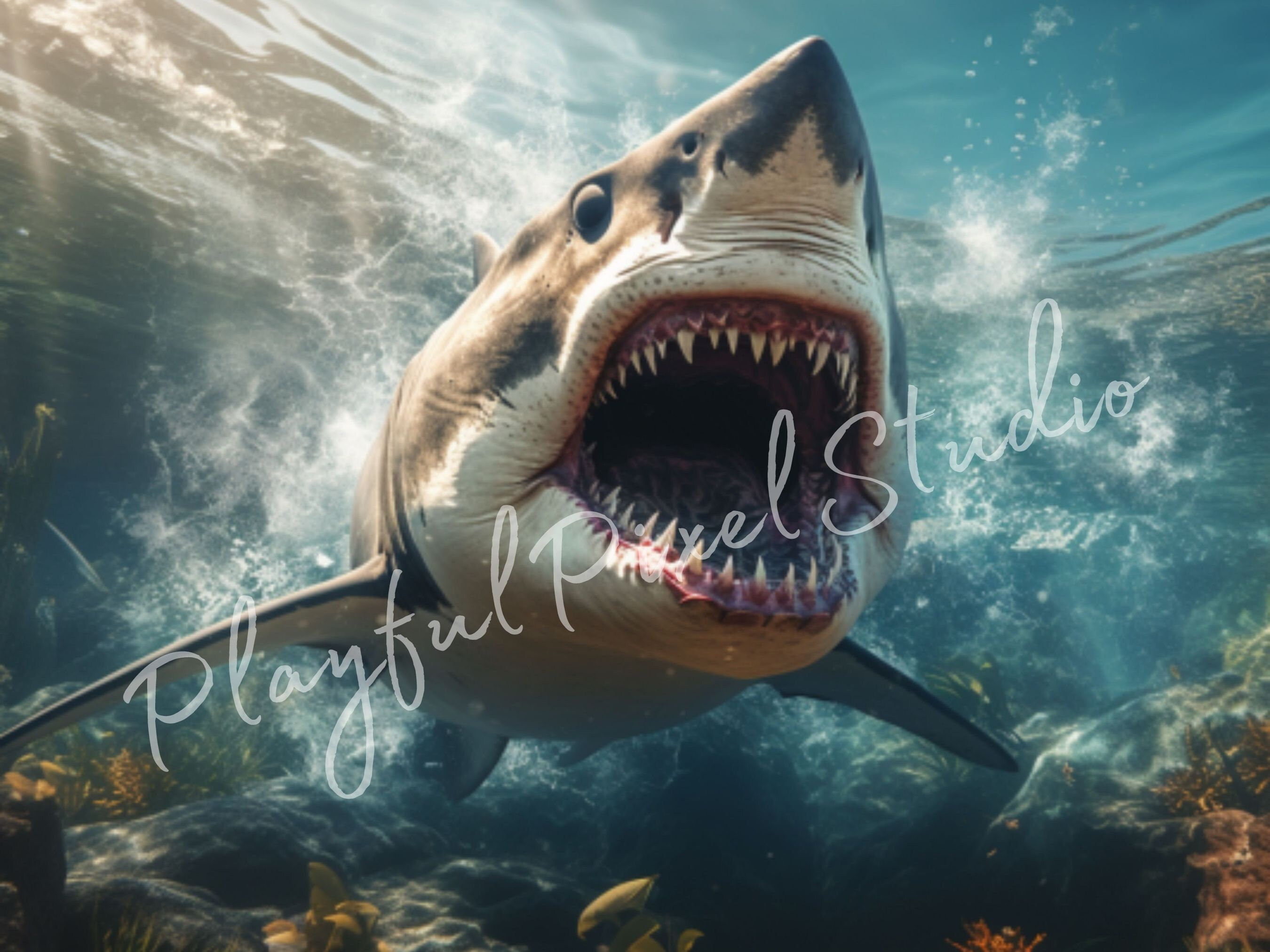4 Shark Backdrops, Fun Digital Backgrounds, Digital Photography Props ...