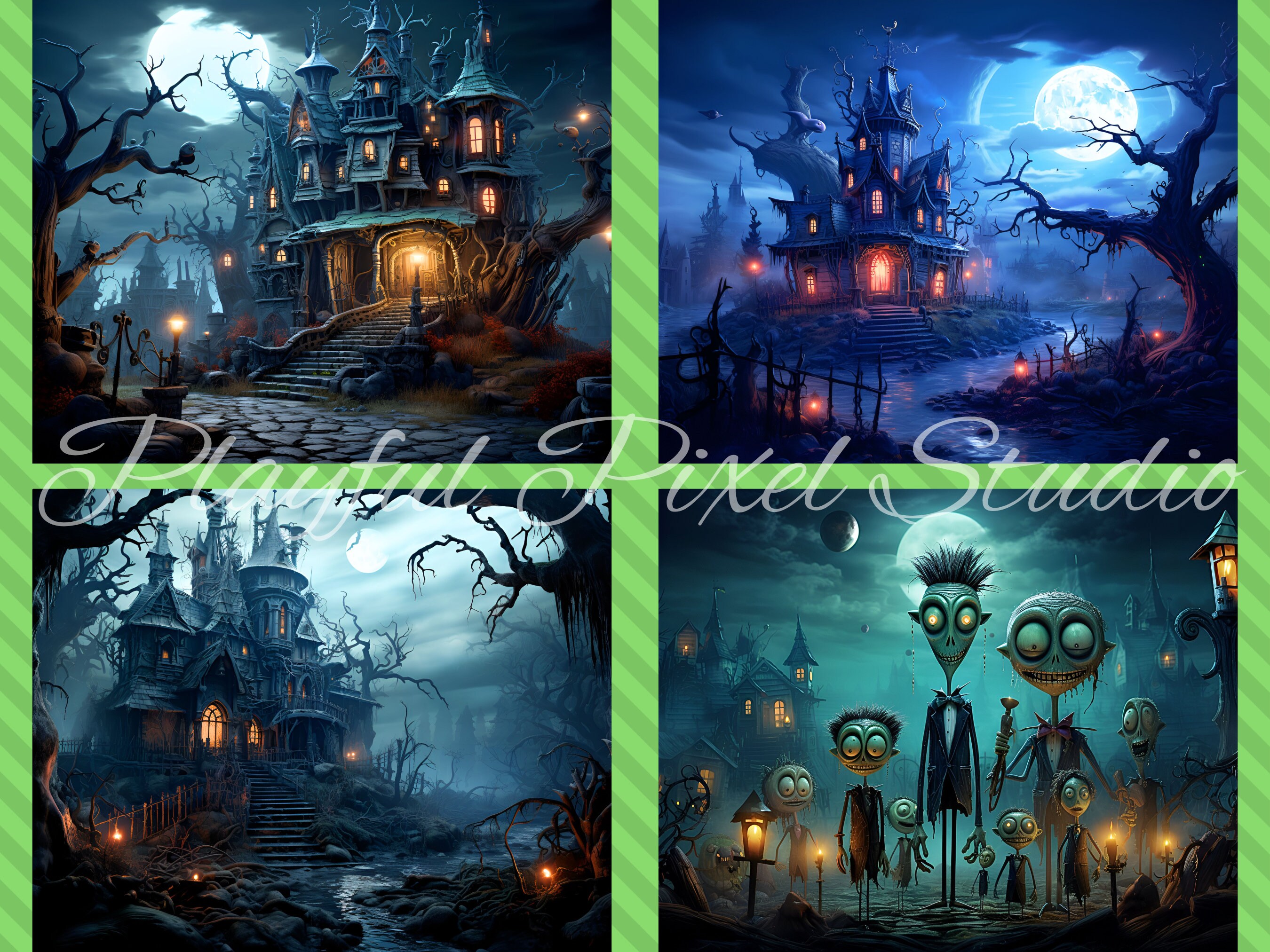 20 Spooky Halloween Backgrounds Bundle, Digital Backdrops, Fun ...