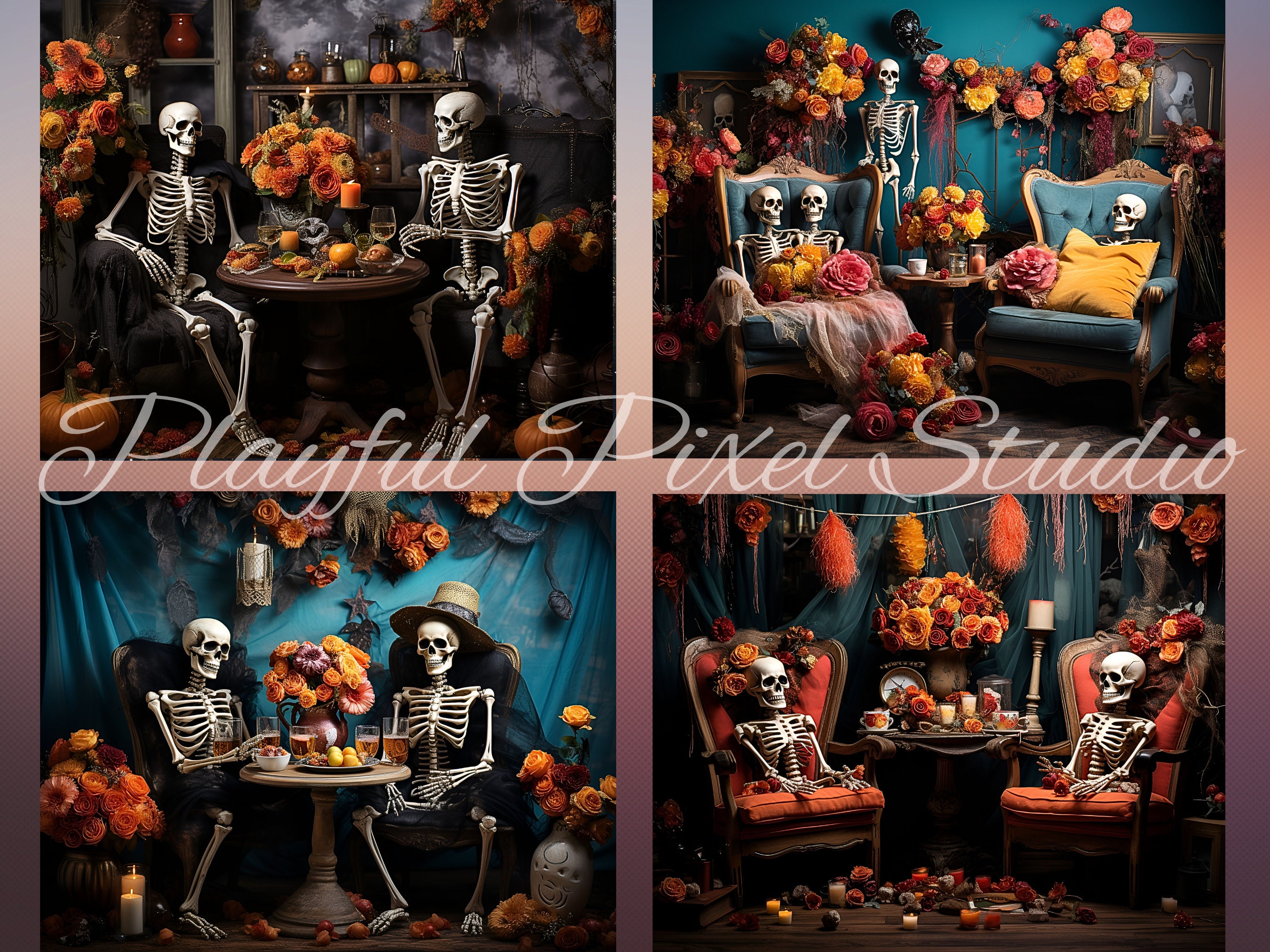 20 Fun Halloween Backgrounds Bundle, Magical Digital Backdrops, Fun ...