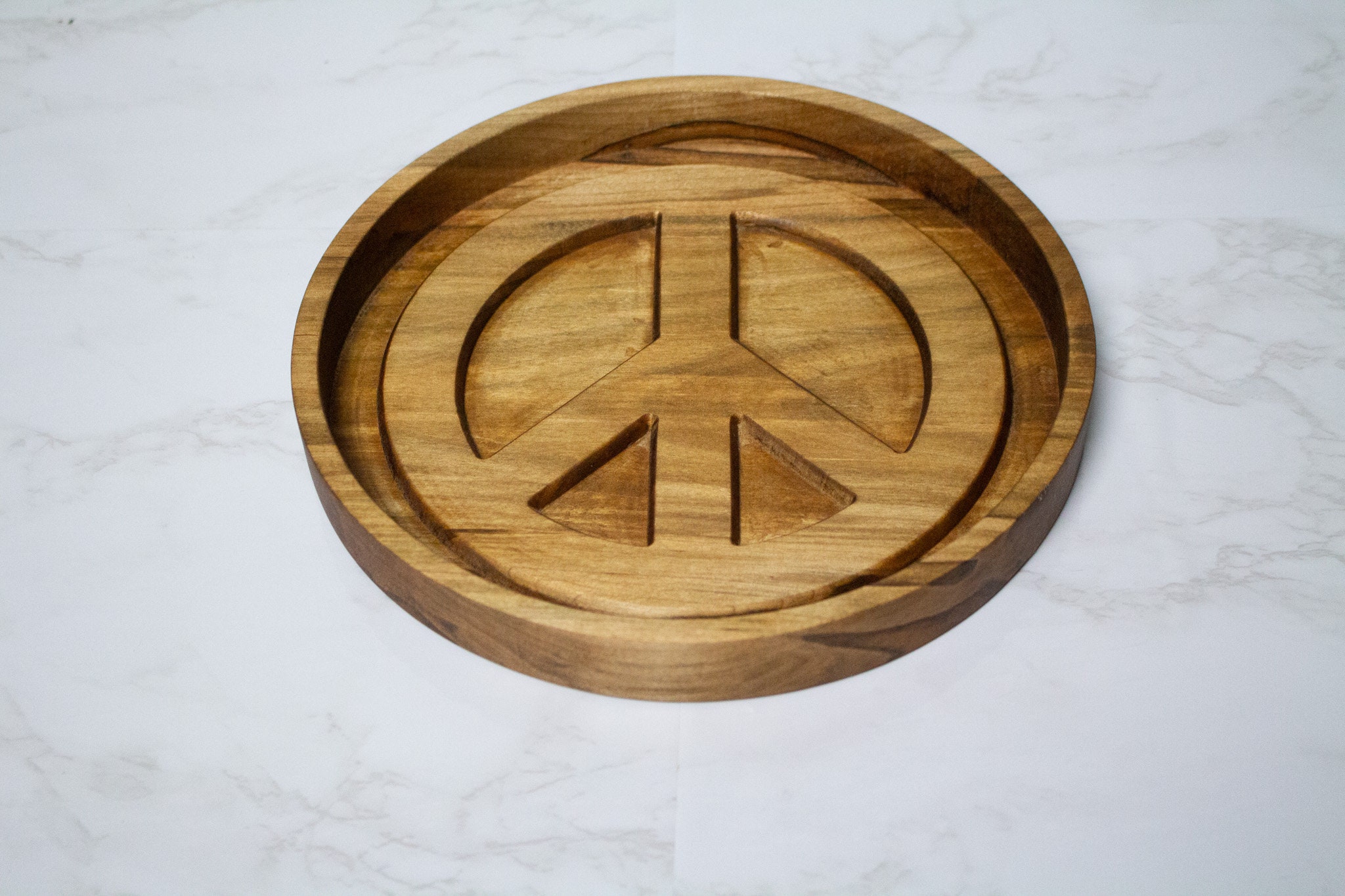 8 Peace Sign Carved Maple Catch-all Tray / Maple Wood Valet Tray ...