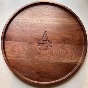 18" Round Decorative Tray / Black Walnut Tray / Ottoman Tray / Valet ...