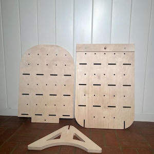 Summit Floor Display Stand – Handmade Wood Rack With Shelves & Pegs ...