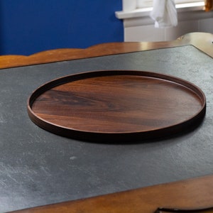 20" Large Round Decorative Tray / Black Walnut Tray / Ottoman Tray ...
