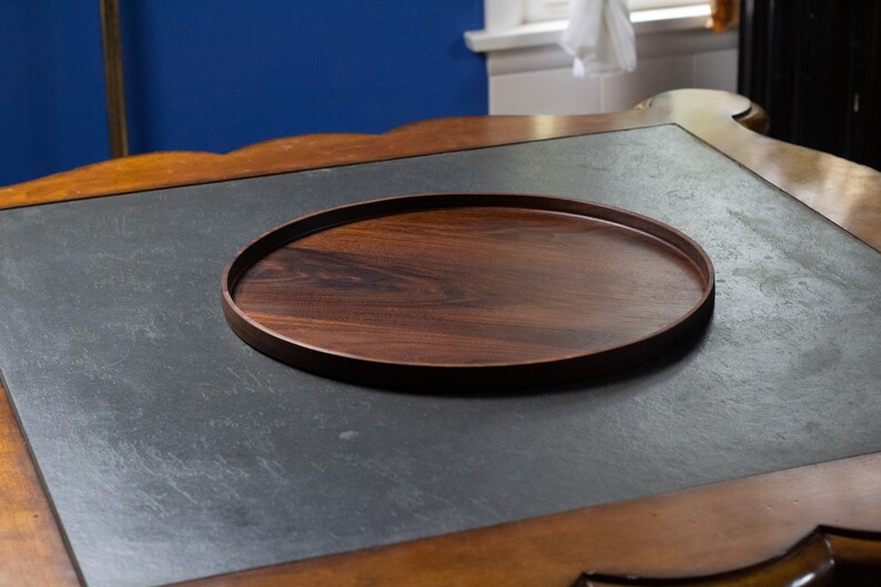 20 Large Round Decorative Tray / Black Walnut Tray / - Etsy