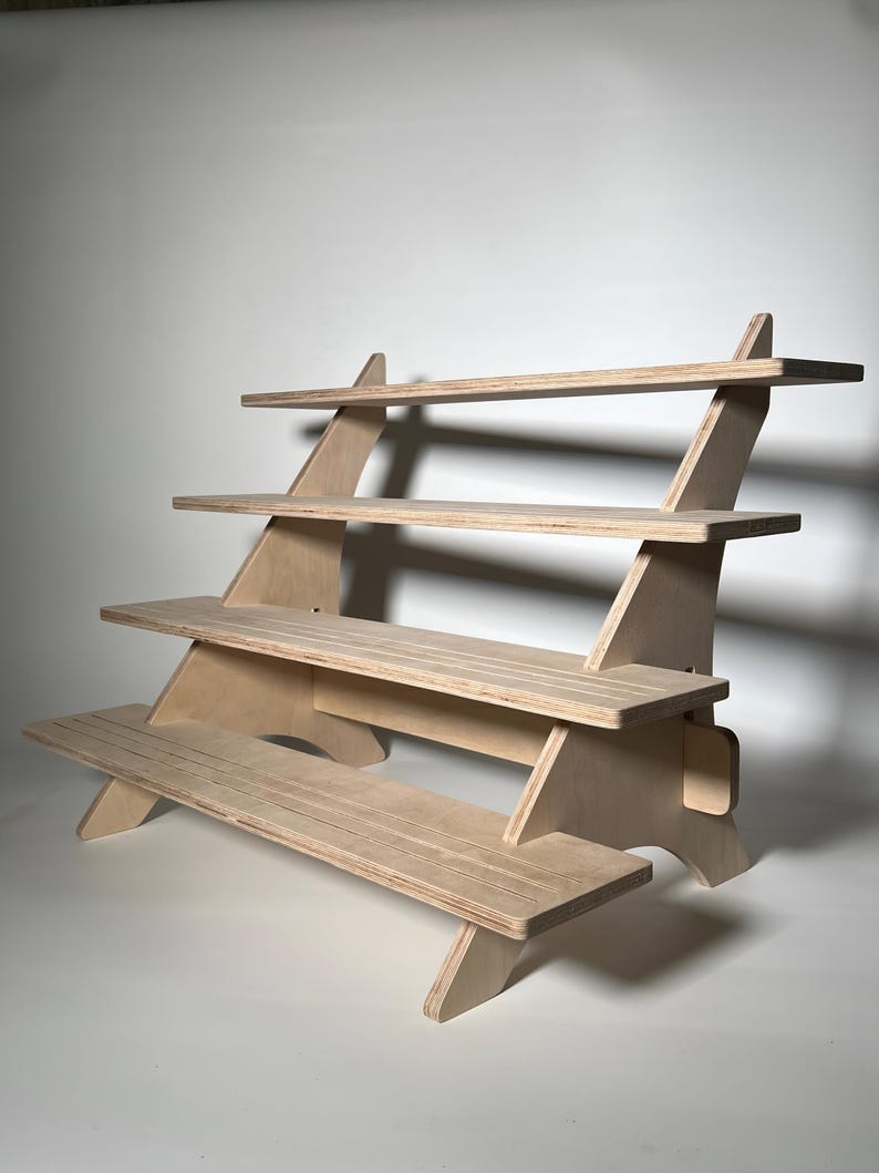 4-tier Baltic Birch Plywood Vendor & Retail Display Shelf for Craft ...