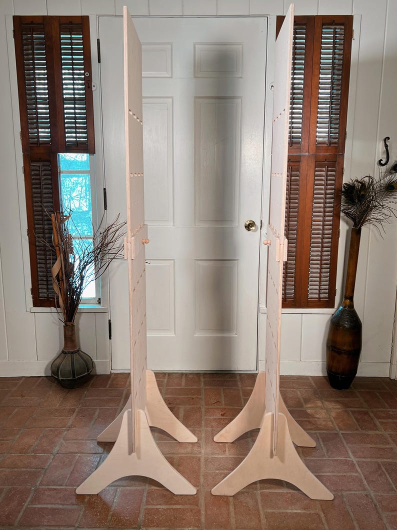 Collapsible Side-by-side Floor Display – Modular Wood Pegboard Rack ...