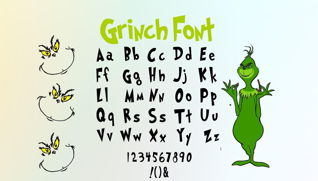 Grinc Font SVG, PNG, Ttf, Christmas Alphabet Whoville Type, Green ...