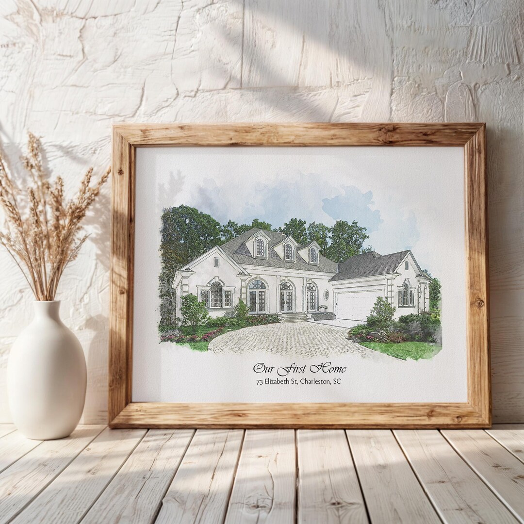 Personalized House Portrait Drawing From Photo - Perfect for Moving ...