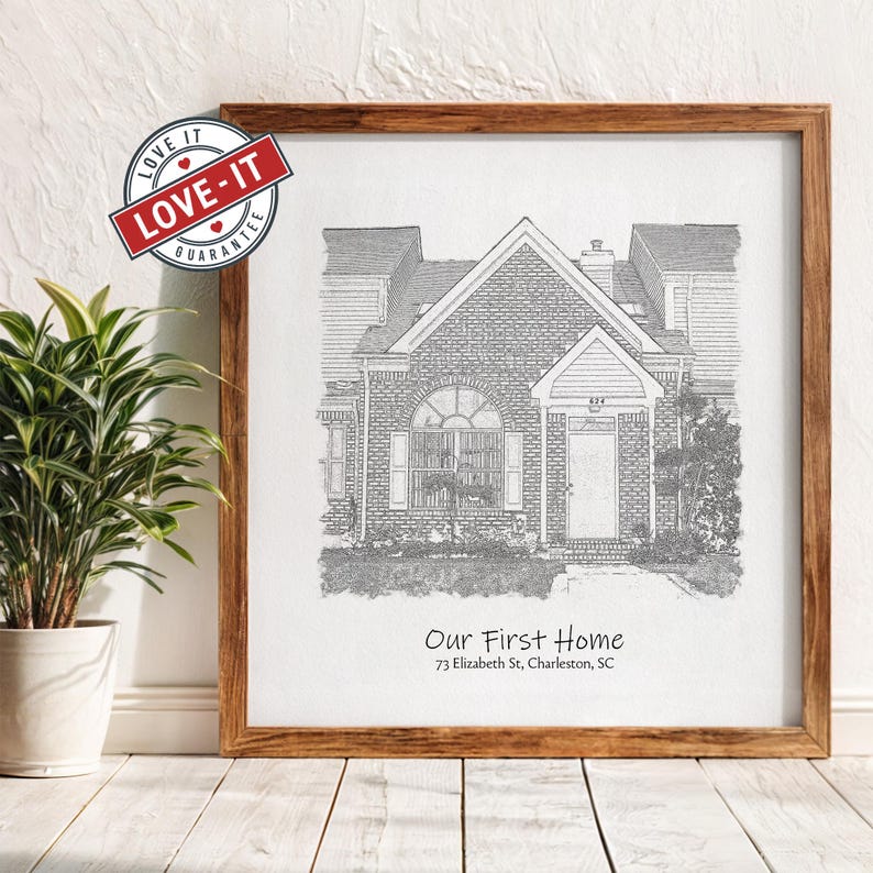 Custom House Drawing Sketch From Photo | Real Estate Client Gift ...