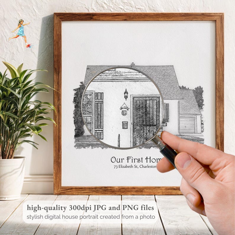 First Home Custom Drawing | House Portrait Sketch From Photo | Real ...