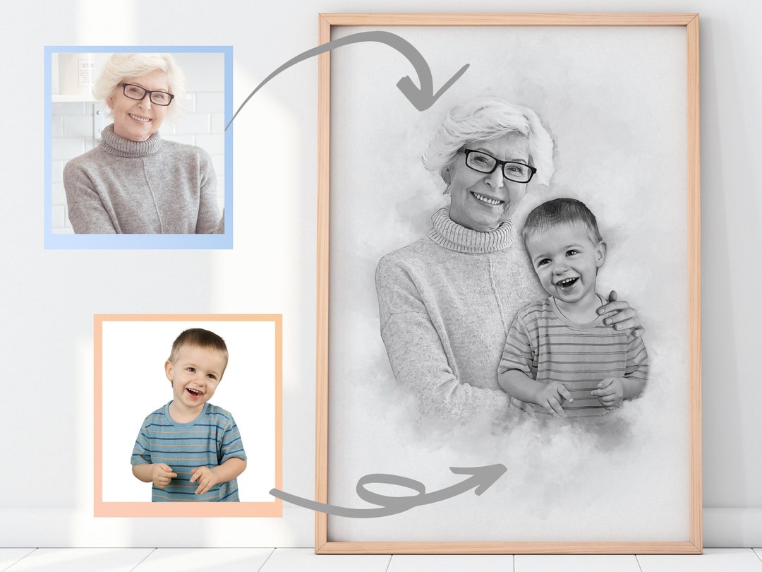 Remembering a Loved One Family Portrait From Photo, Loss of Mother ...