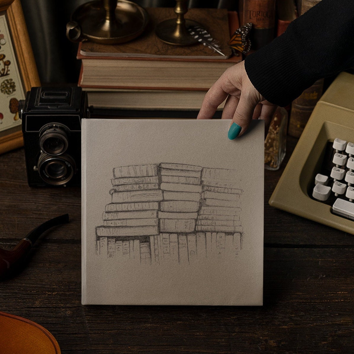 Vintage Book Drawing | Book Print | Book Sketch | Vintage Wall Art ...