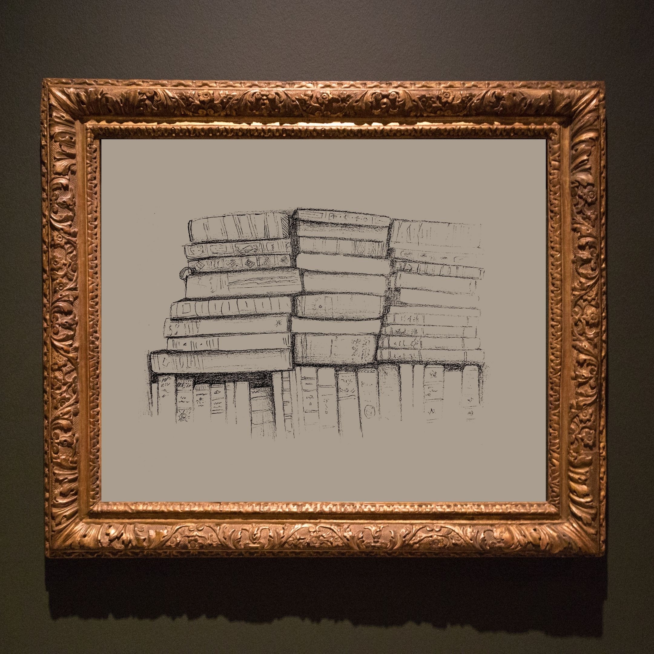 Vintage Book Drawing | Book Print | Book Sketch | Vintage Wall Art ...