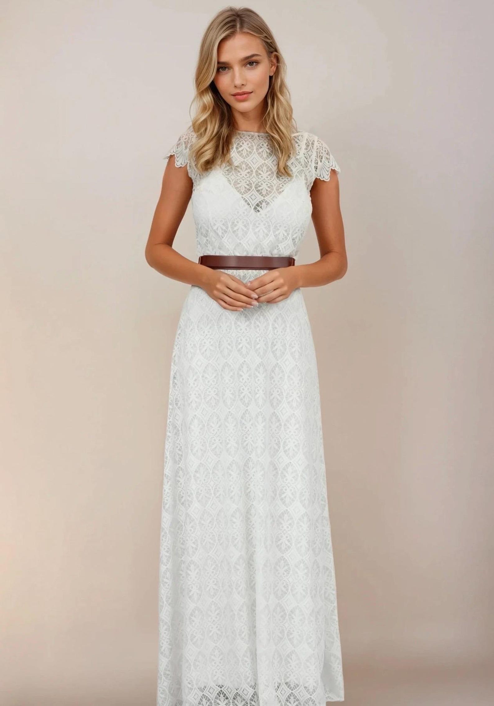 Wedding dress, boho bridal lace wedding dress with underneath dress ...