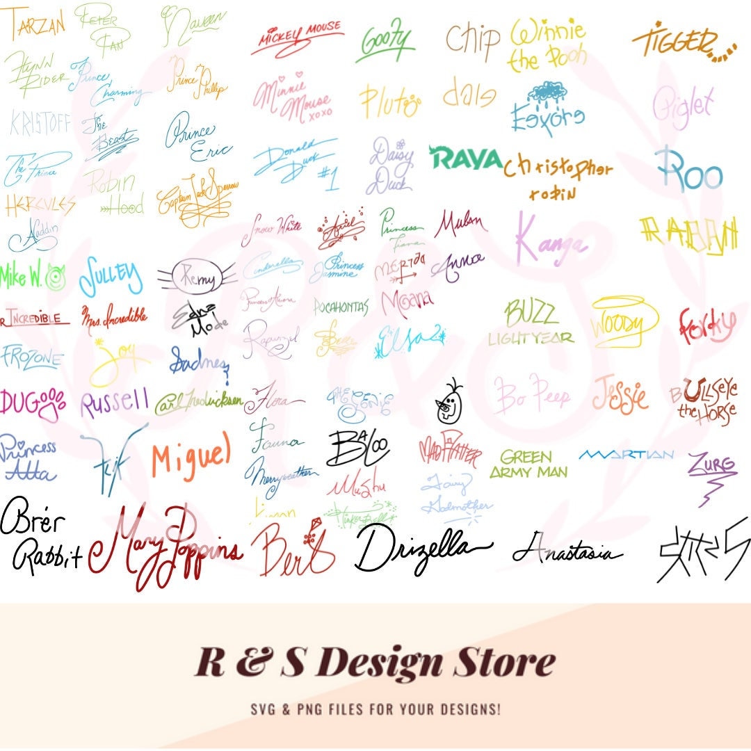 Disney Character Signatures List