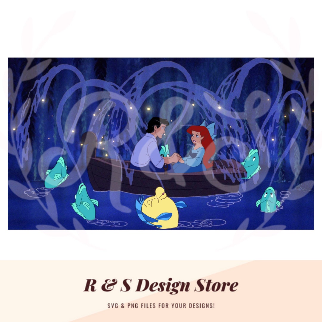 Ariel And Eric Silhouette Kiss