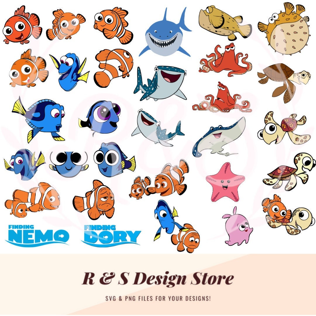 Lost Fish, Sea Turtle, Clown Fish, Dory Fish, Bundle, Png, Svg. - Etsy