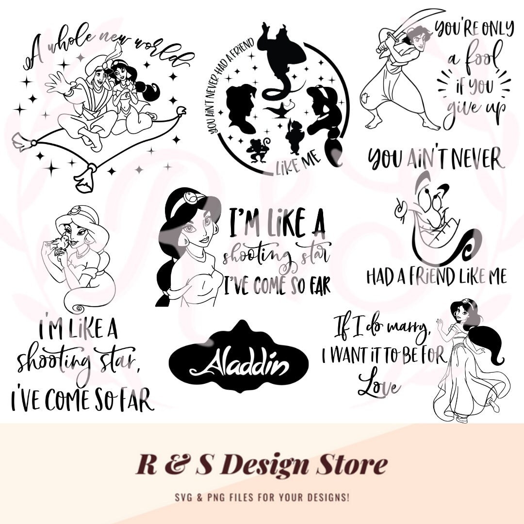 Aladdin, Quotes, Agrabah, Prince, Princess, PNG, SVG, Bundle. - Etsy
