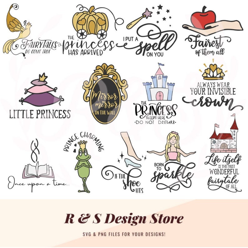 Princess Themed Quotes Icons svg Png. - Etsy
