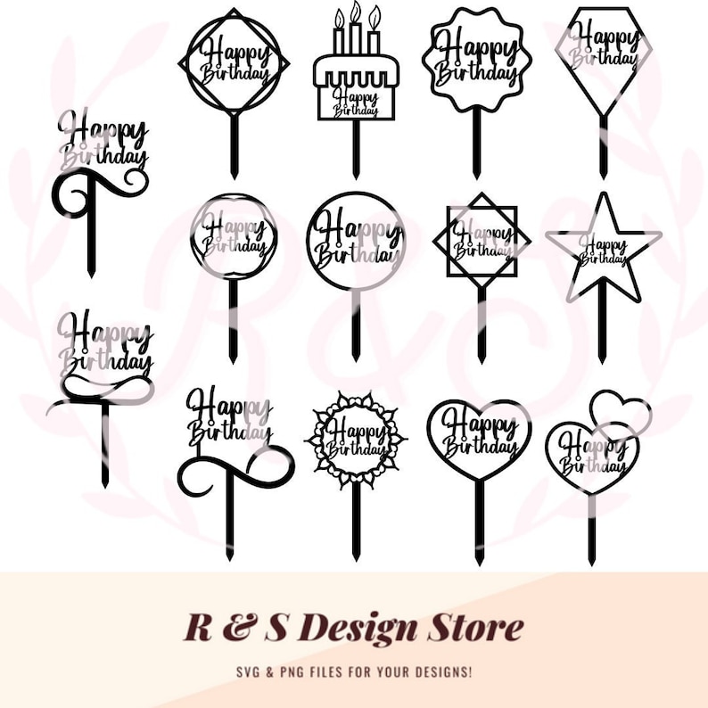 Cake Toppers Happy Birthday Png Svg. - Etsy