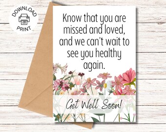 Get Well Soon Card - Printable Greeting Card - Get Well Wishes ...