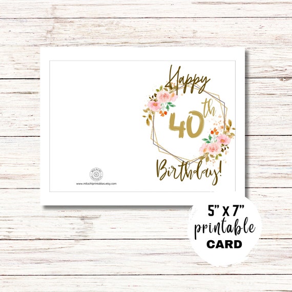 40th Birthday Free Printable Cards