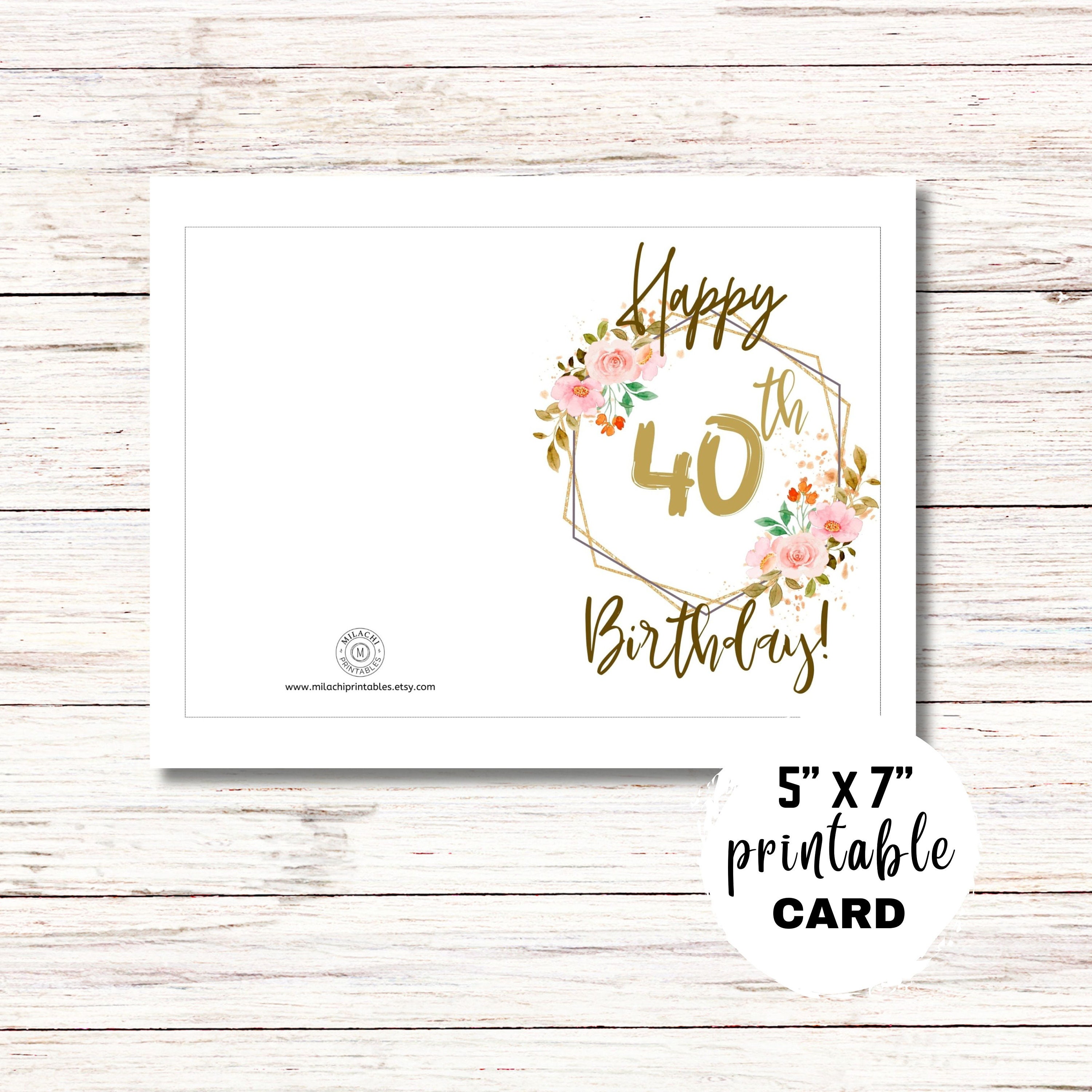 Happy 40th Birthday Card | Printable Greeting Card | Birthday Wishes ...