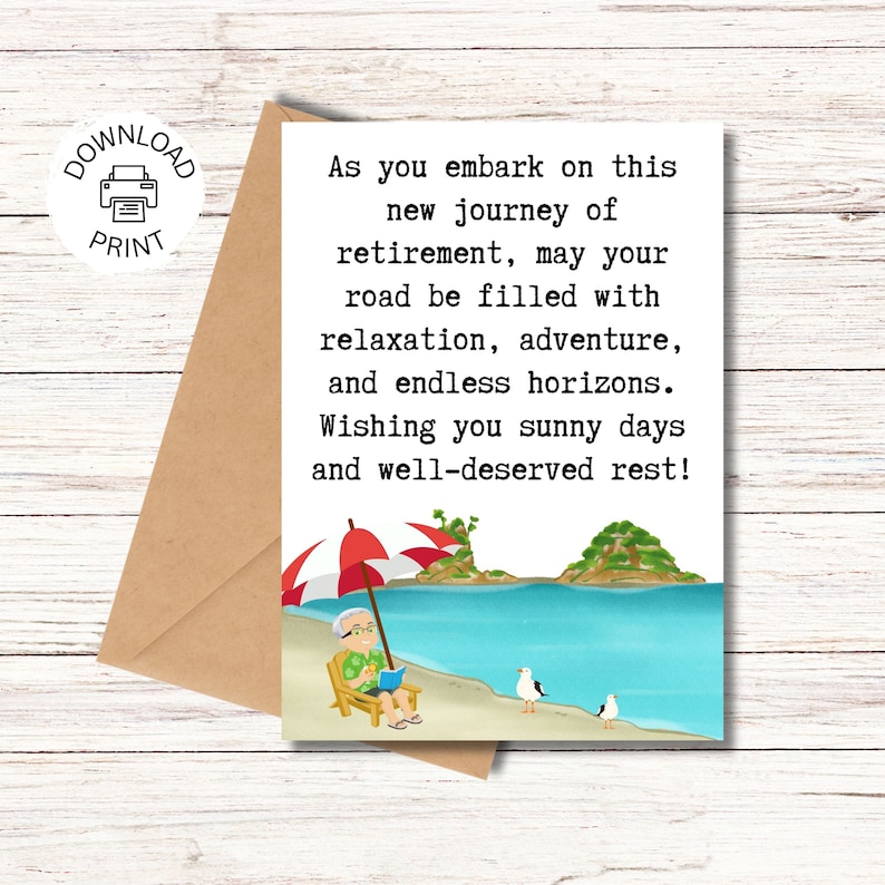 Printable Retirement Card, New Journey, Happy Retirement Greeting Card ...