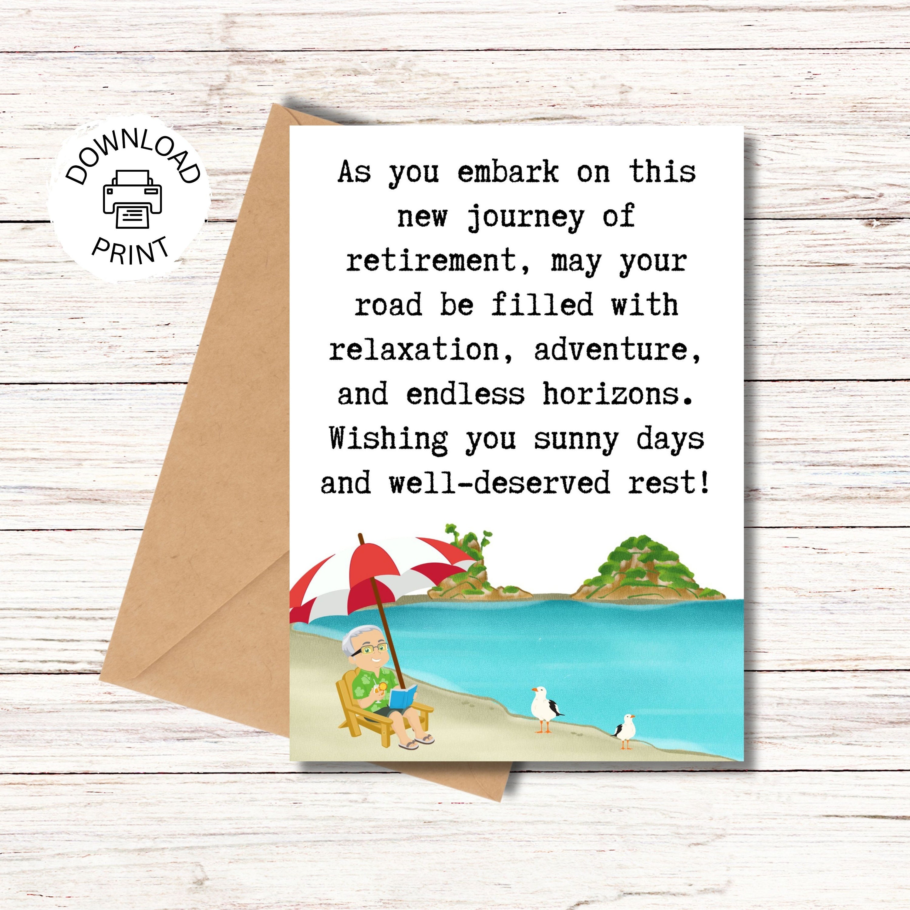 Printable Retirement Card, New Journey, Happy Retirement Greeting Card ...