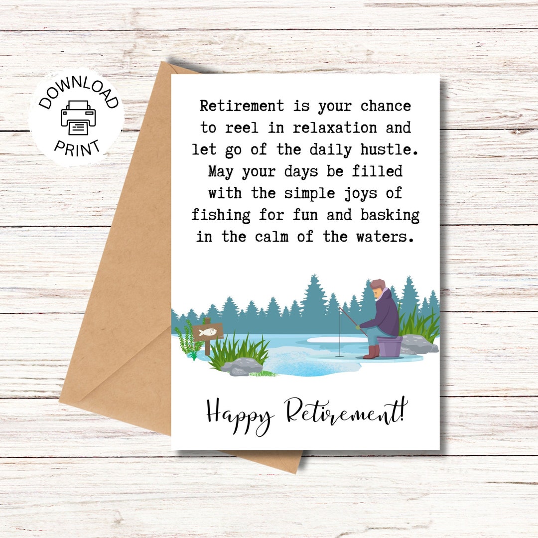Printable Retirement Card, Simple Joys of Fishing, Happy Retirement ...