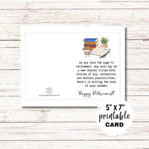 Printable Retirement Card, New Chapter, Happy Retirement Greeting Card ...