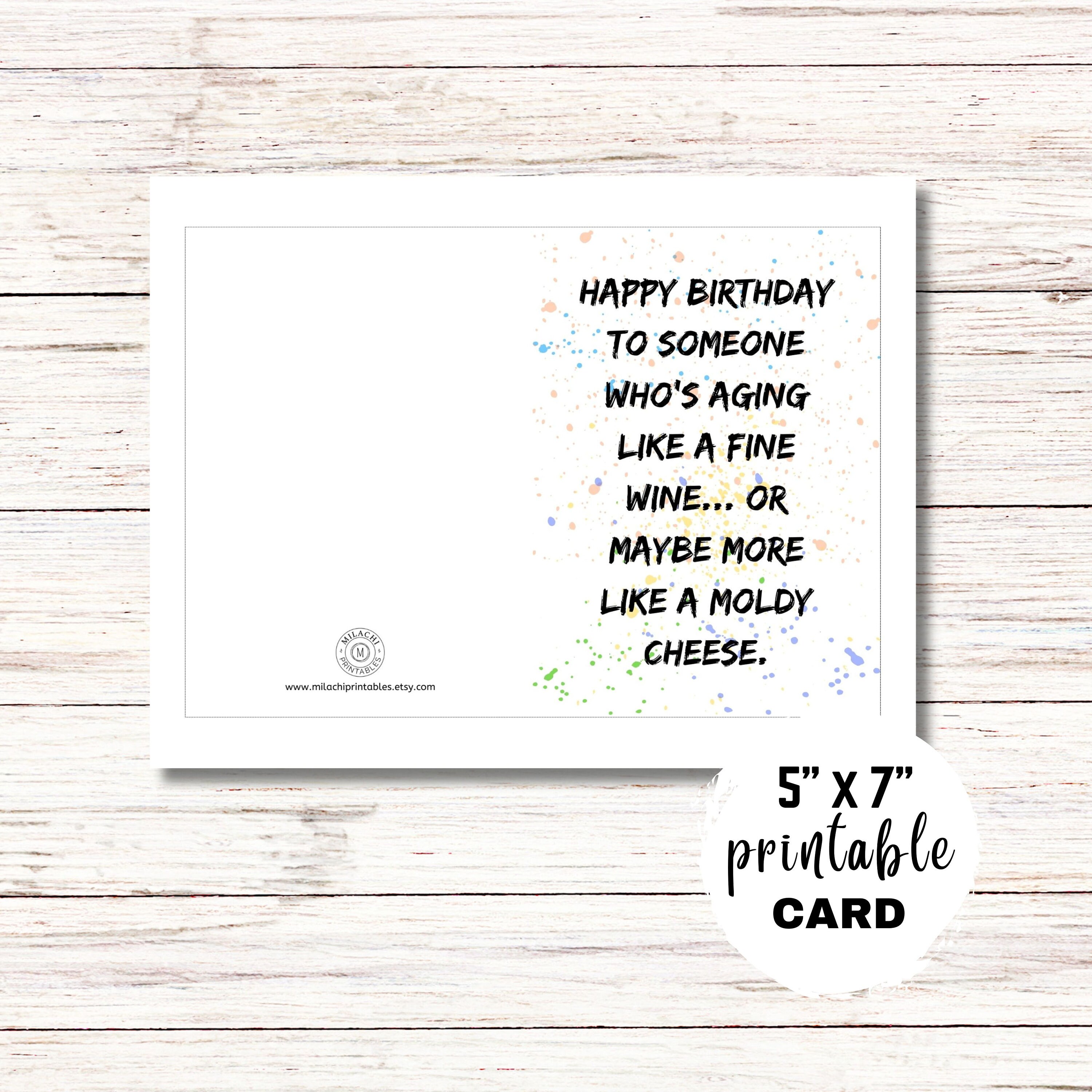 Funny Happy Birthday Card | Printable Greeting Card | Moldy Cheese ...