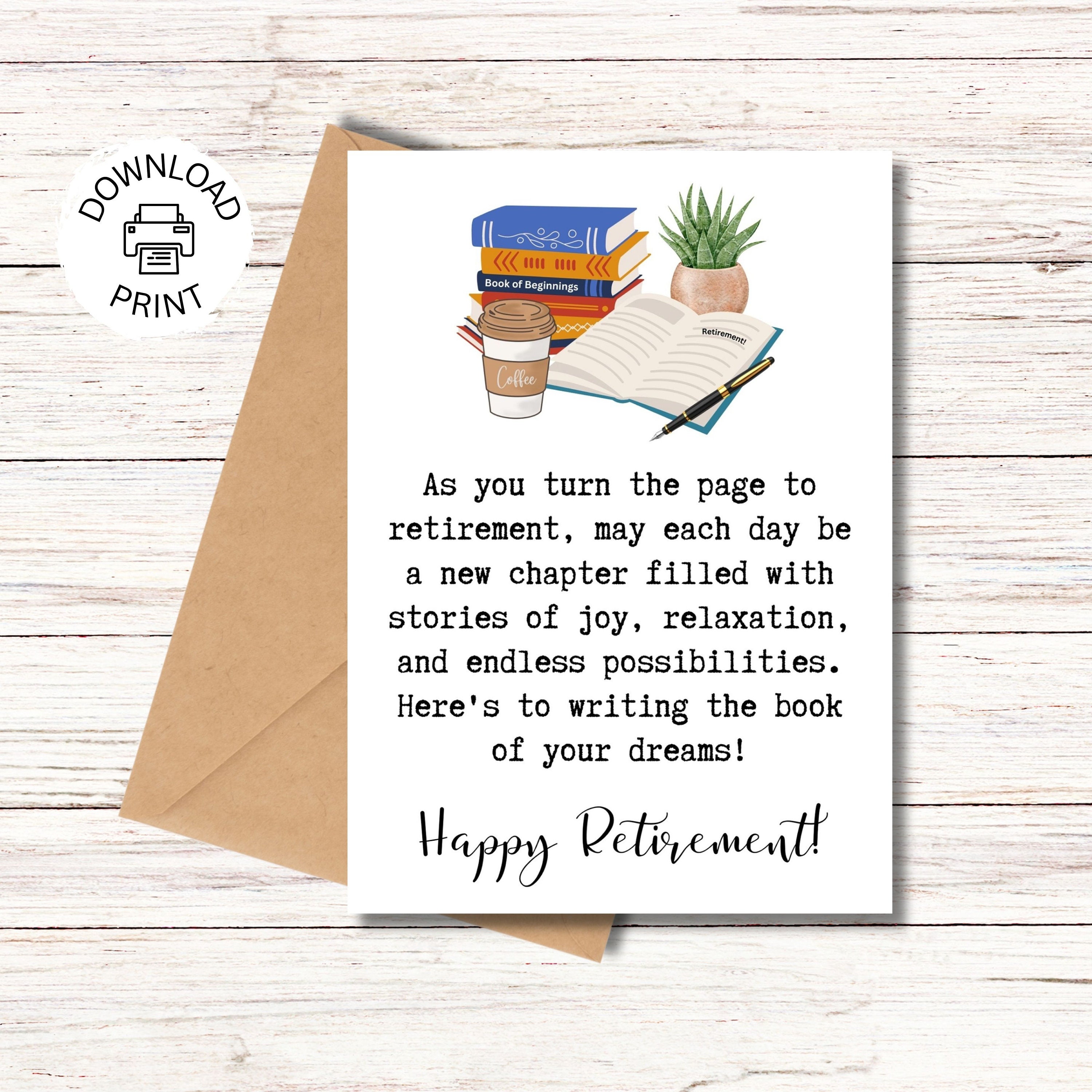 Printable Retirement Card, New Chapter, Happy Retirement Greeting Card ...