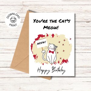 Happy Birthday Card | Printable Greeting Card | Cat's Meow | Cat ...