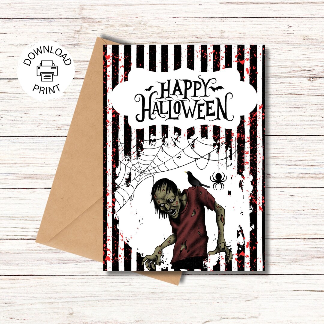 Happy Halloween Card - Printable Greeting Card - Halloween Printable ...