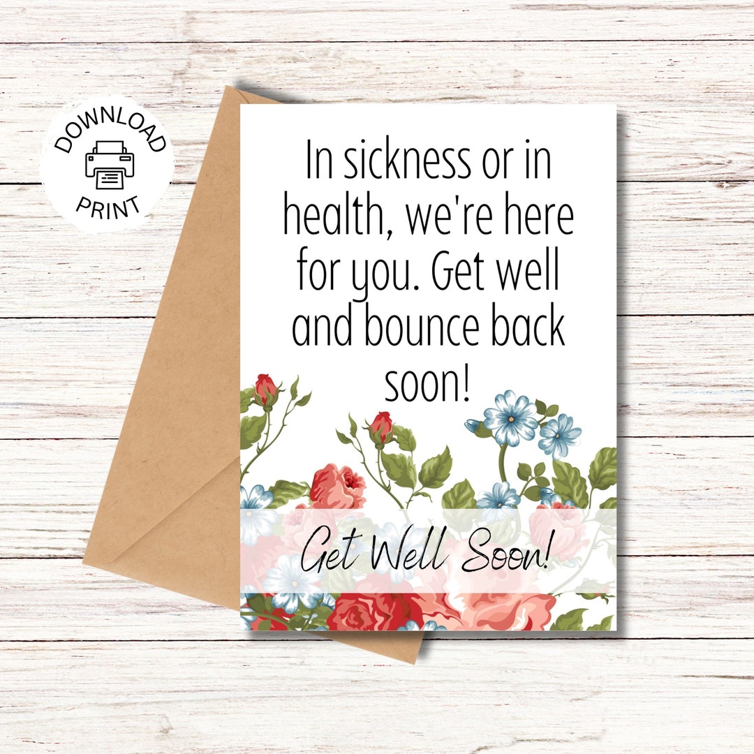 Bounce Back Soon - Get Well Soon Card - Printable Greeting Card - Get ...
