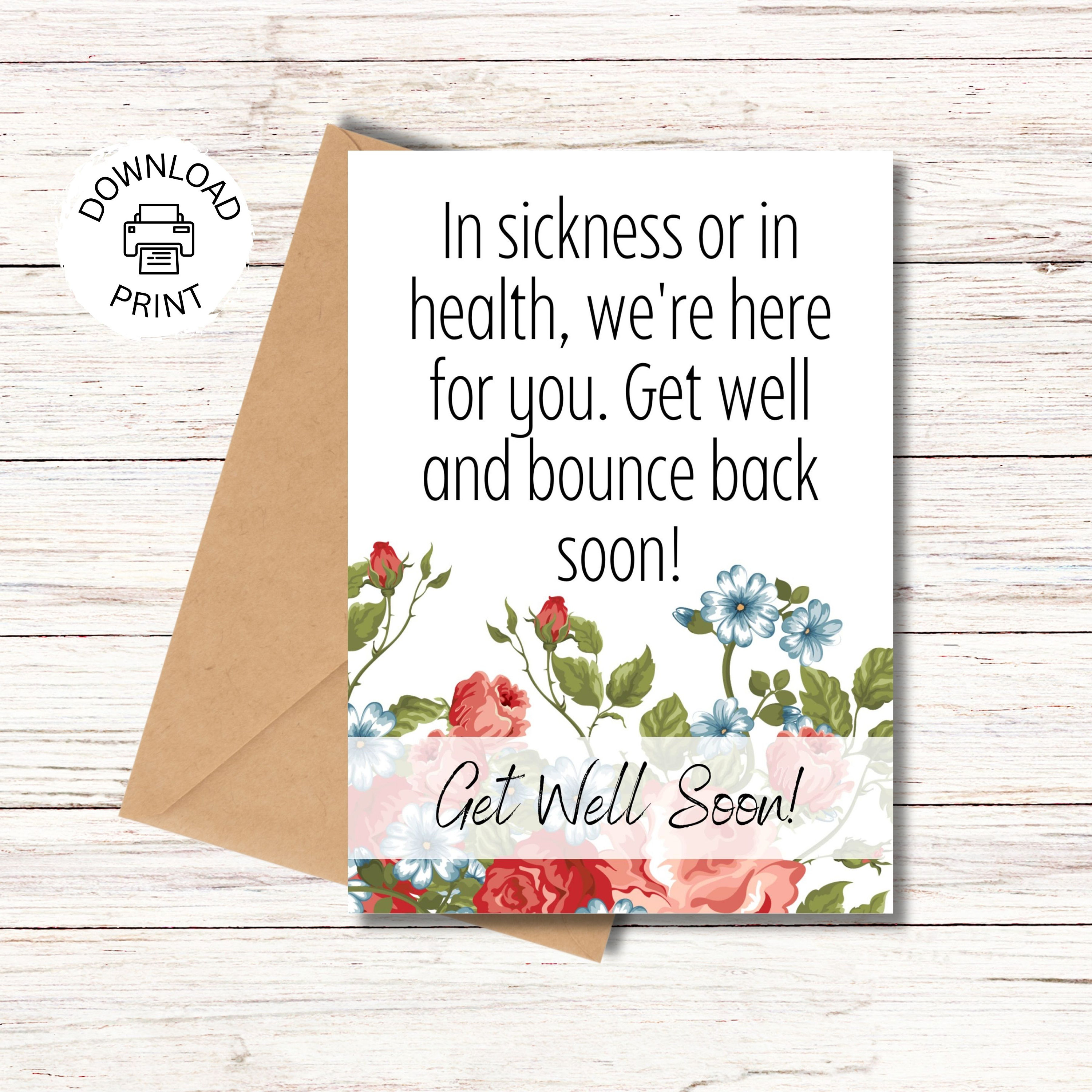 Bounce Back Soon Get Well Soon Card Printable Greeting Card Get Well ...