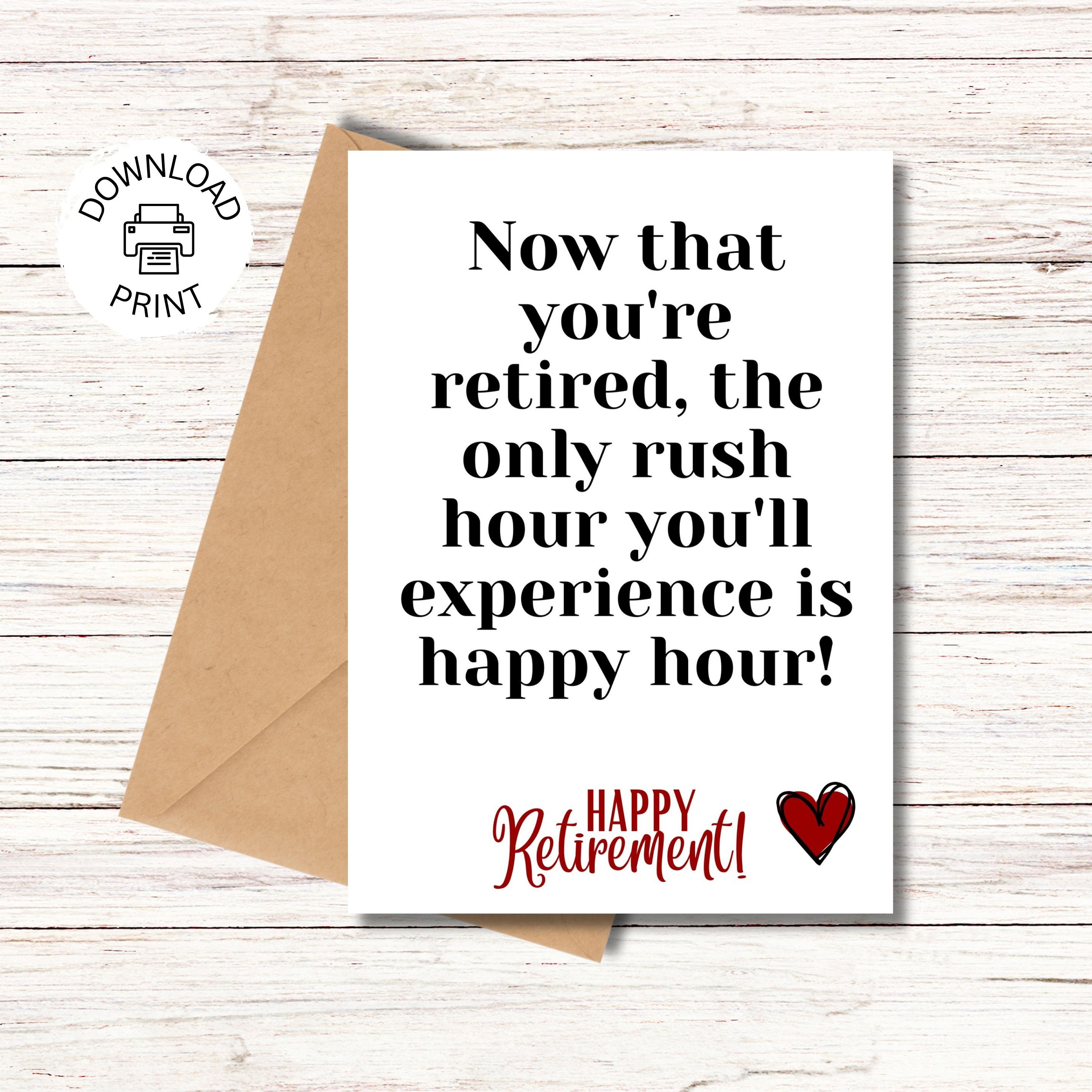 Funny Retirement Card - Happy Hour - Happy Retirement Greeting Card ...