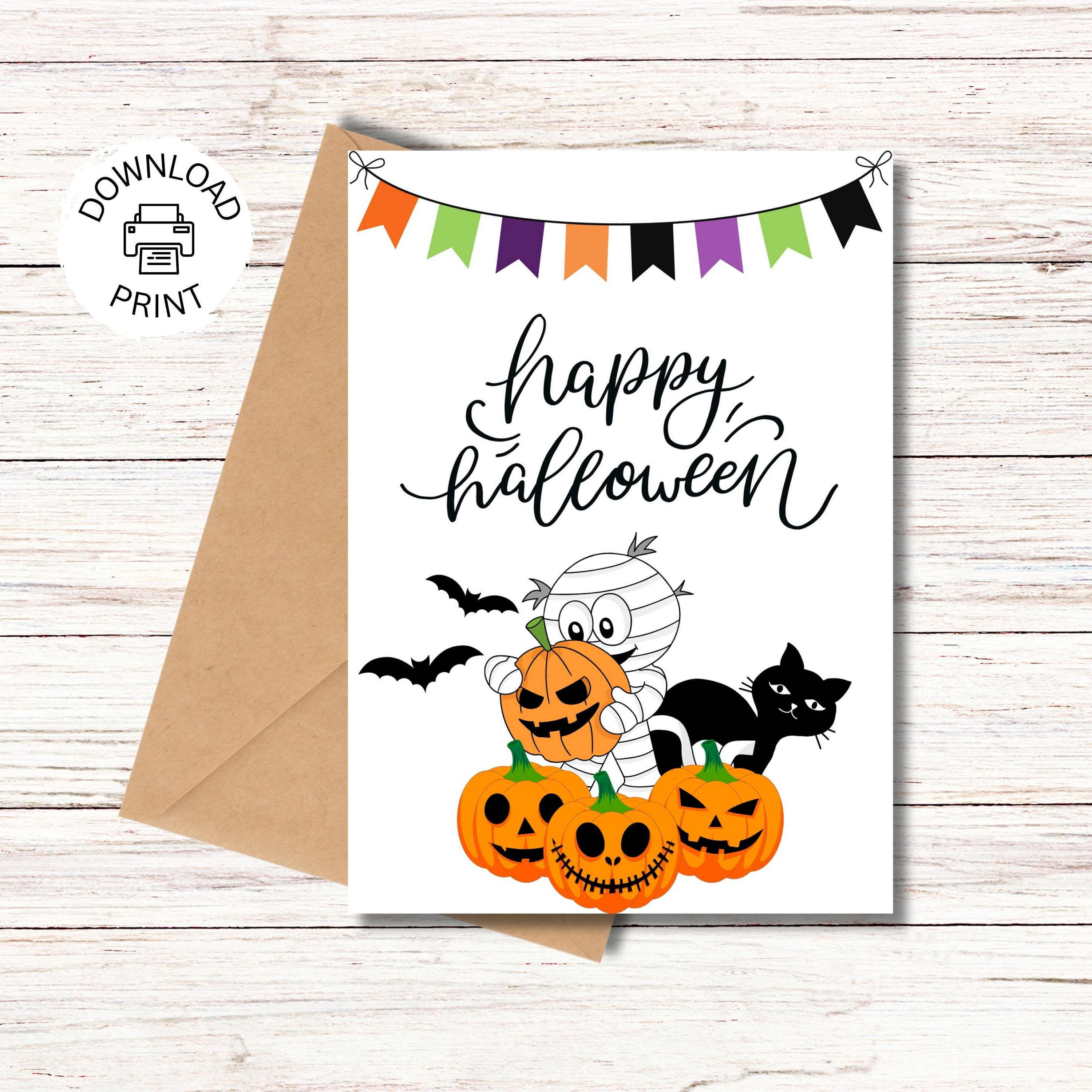 Happy Halloween Card Printable Greeting Card Spooky Halloween Printable ...
