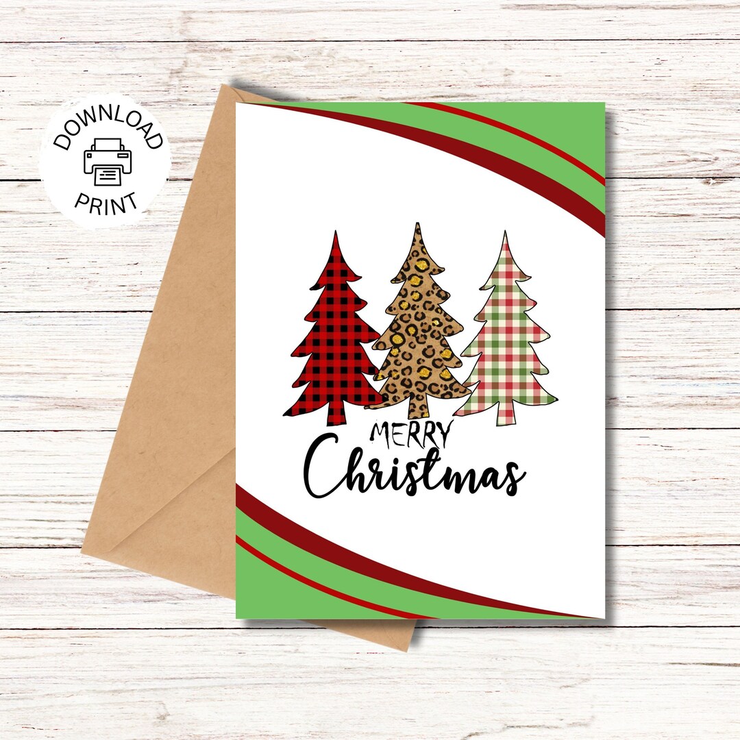 Merry Christmas Card | Printable Holiday Greeting Card | Cute Christmas ...